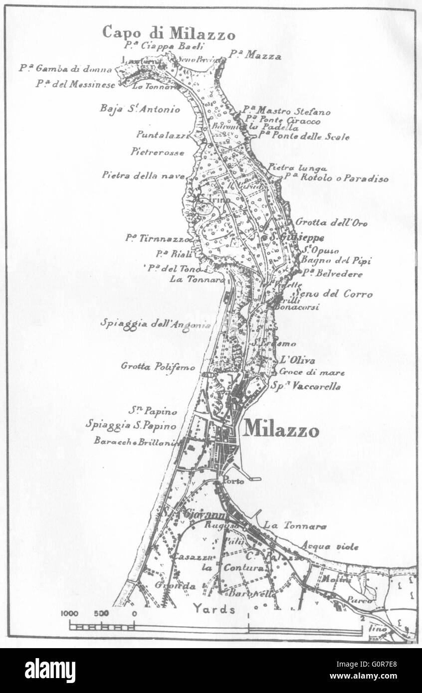 ITALY: Milazzo sketch map, 1945 Stock Photo - Alamy