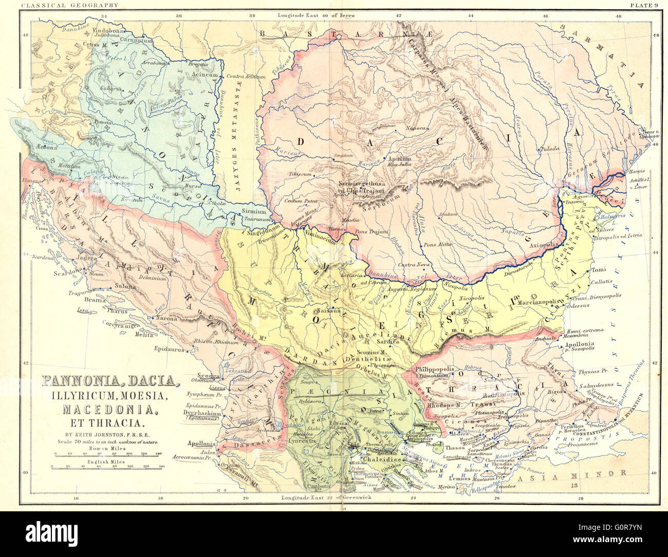ILLYRICUM: Pannonia, Moesia, Macedonia, Thracia, 1880 antique map Stock ...