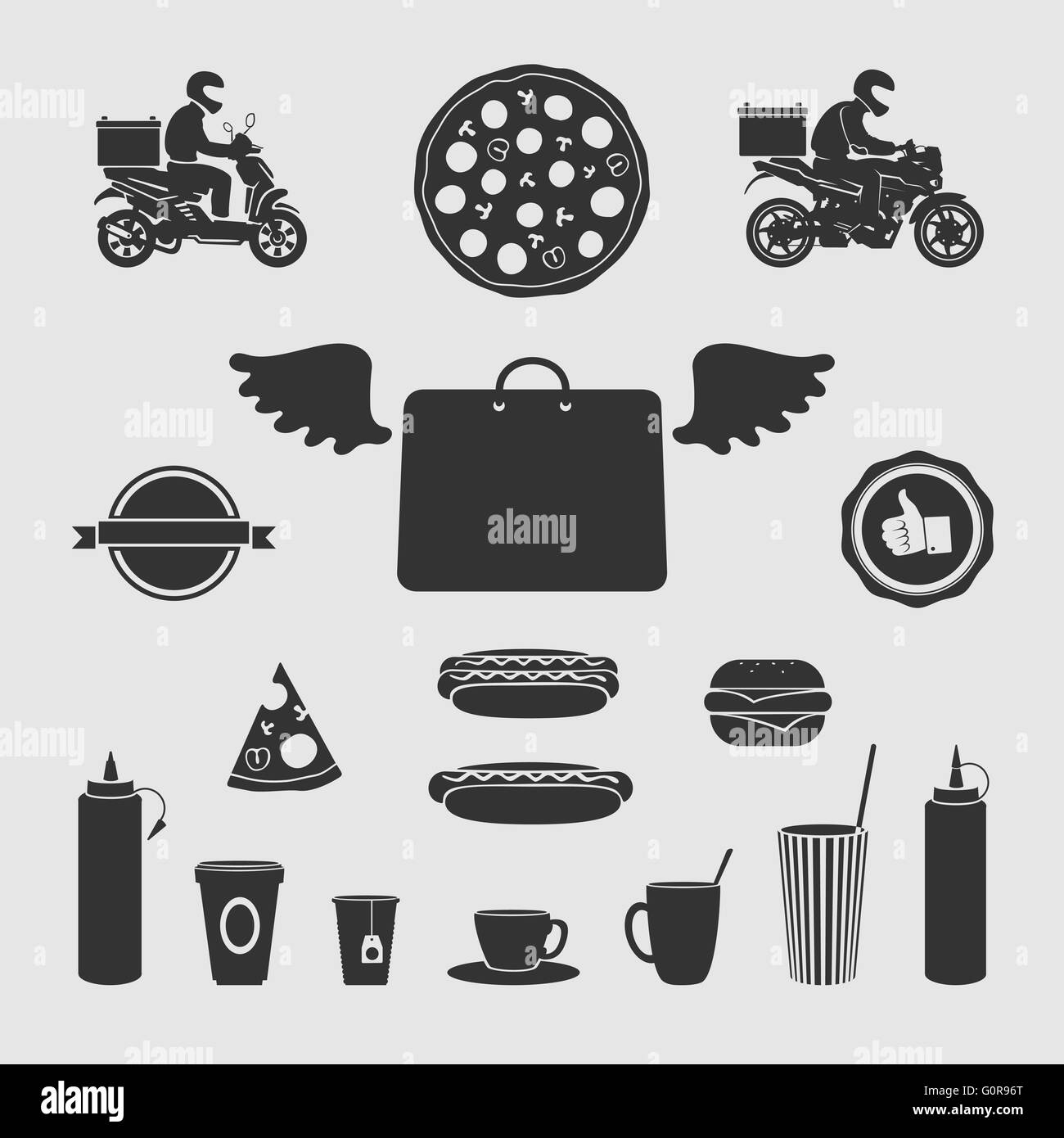 Set Symbols Food Delivery Stock Vector Image & Art - Alamy