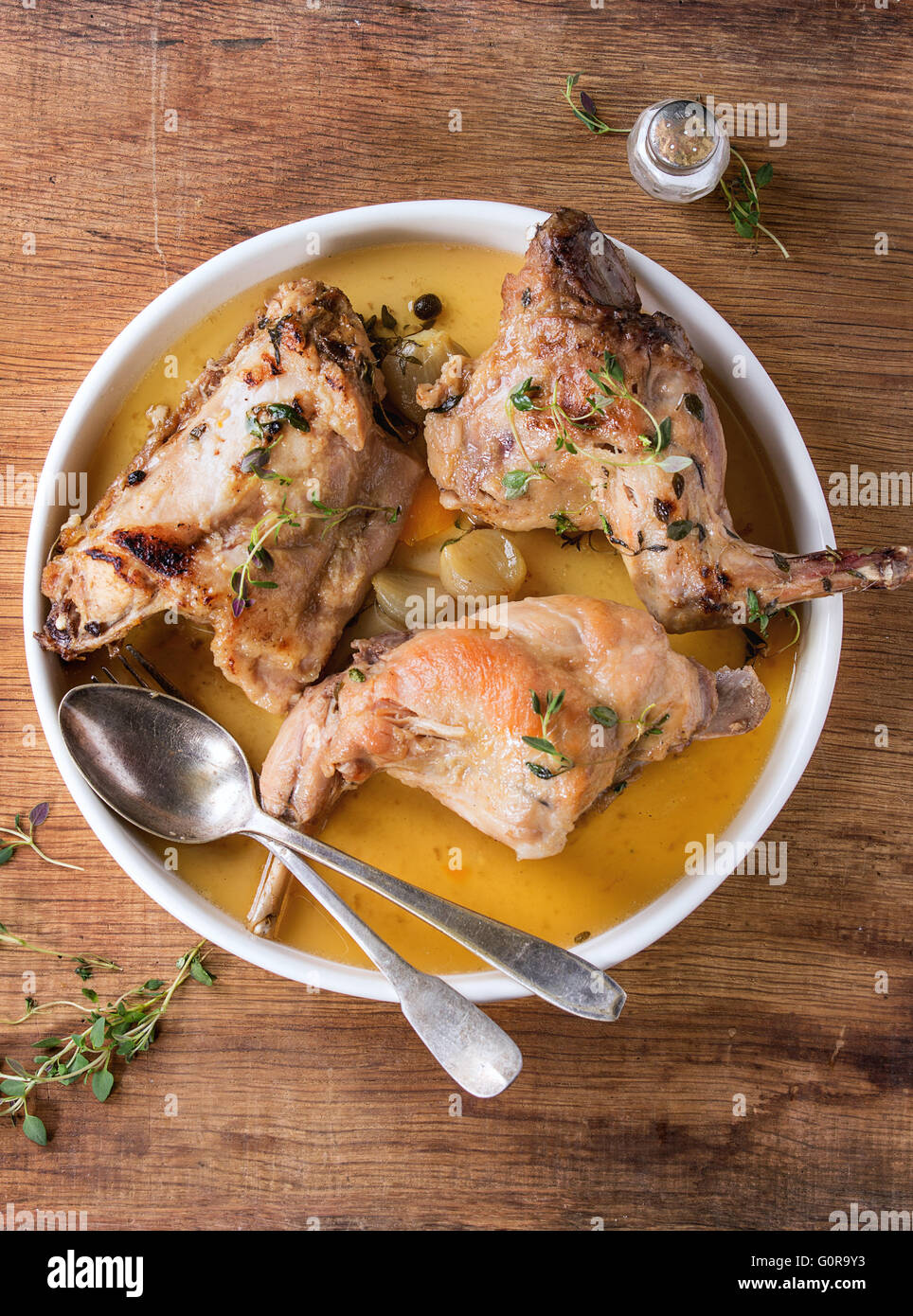 Stewed rabbit with vegetables Stock Photo - Alamy