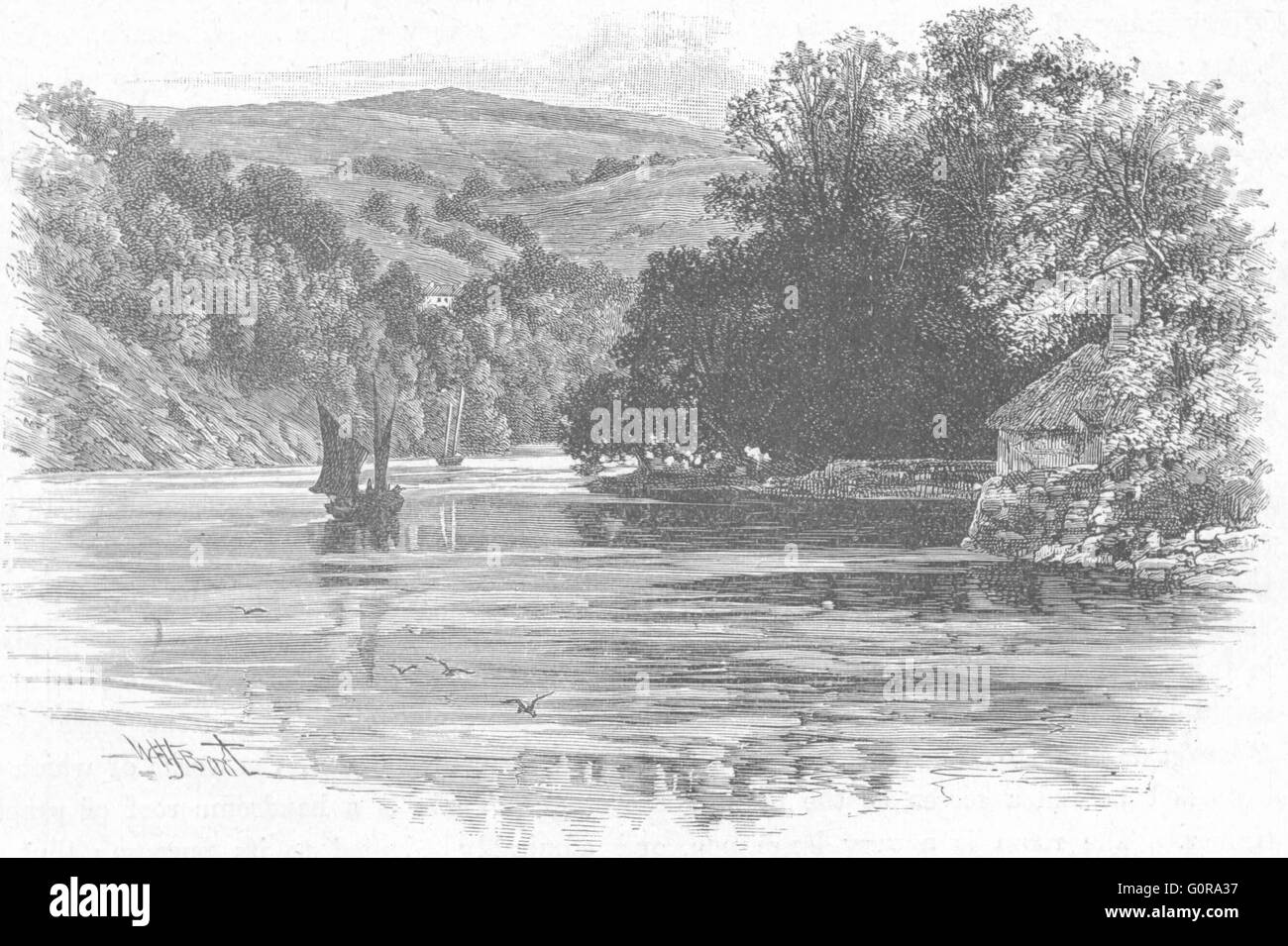 DEVON: Dart at Waynfleet, antique print 1898 Stock Photo - Alamy