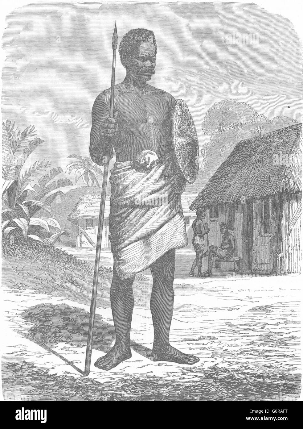MADAGASCAR: Madecasse Soldier, antique print 1880 Stock Photo - Alamy