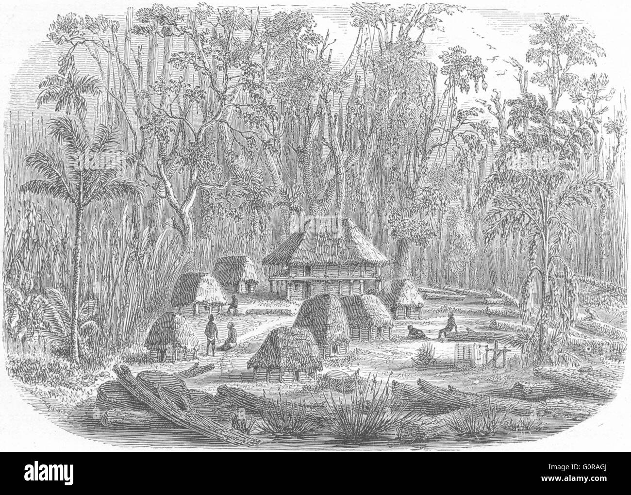 SIERRA LEONE: Falaba: Village, Hooboo Country, antique print 1880 Stock ...