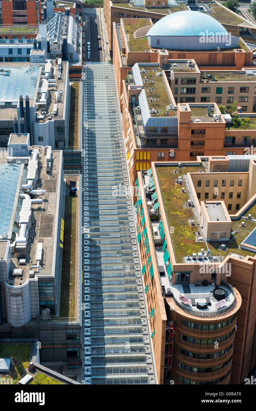 Potsdamer Platz square and Berlin viewed from the top of a building ...