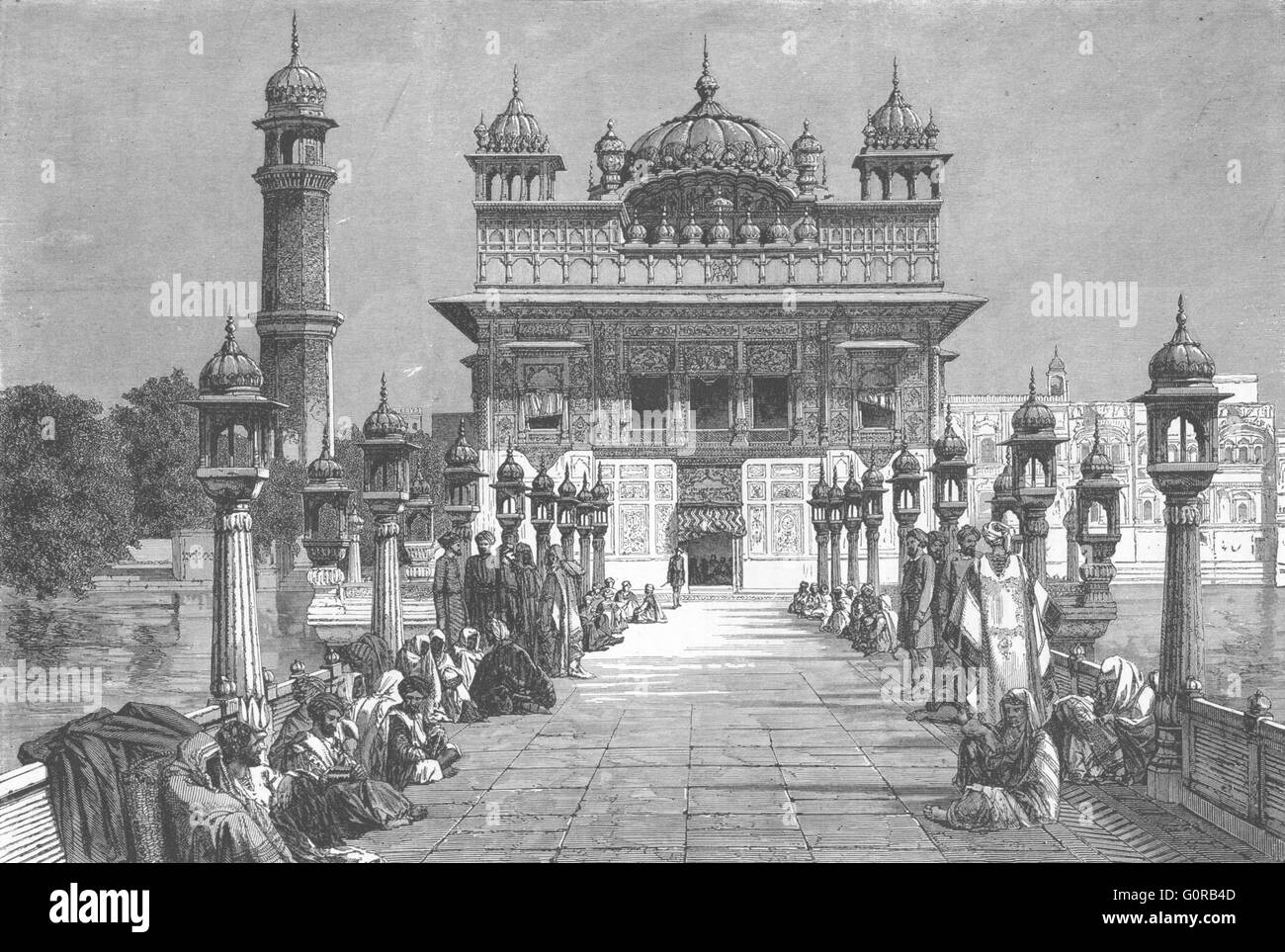 INDIA: Temple at Amritsar, antique print 1880 Stock Photo - Alamy