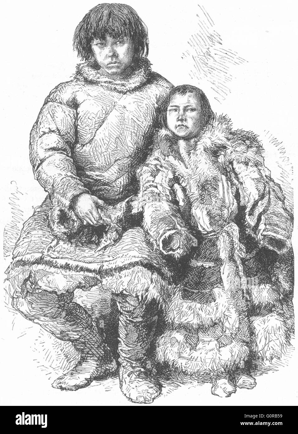 TRIBAL: Greenlanders, antique print 1880 Stock Photo - Alamy