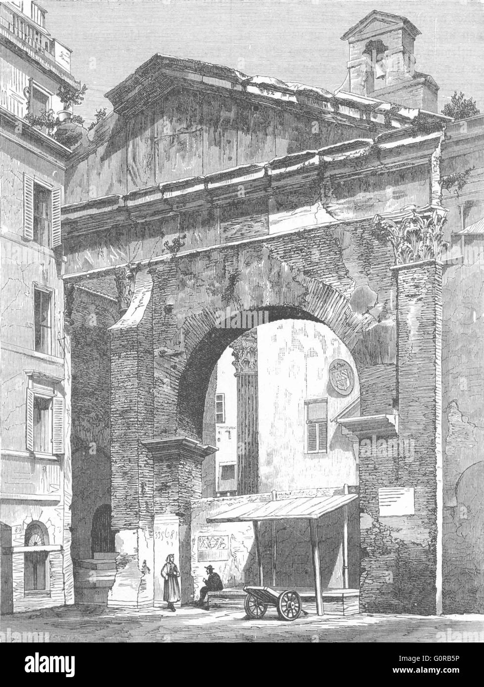 ROME: Portico of Octavia, antique print 1880 Stock Photo - Alamy