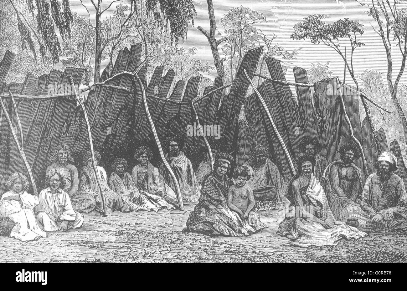 AUSTRALIA: Australians in Camp, antique print 1880 Stock Photo - Alamy