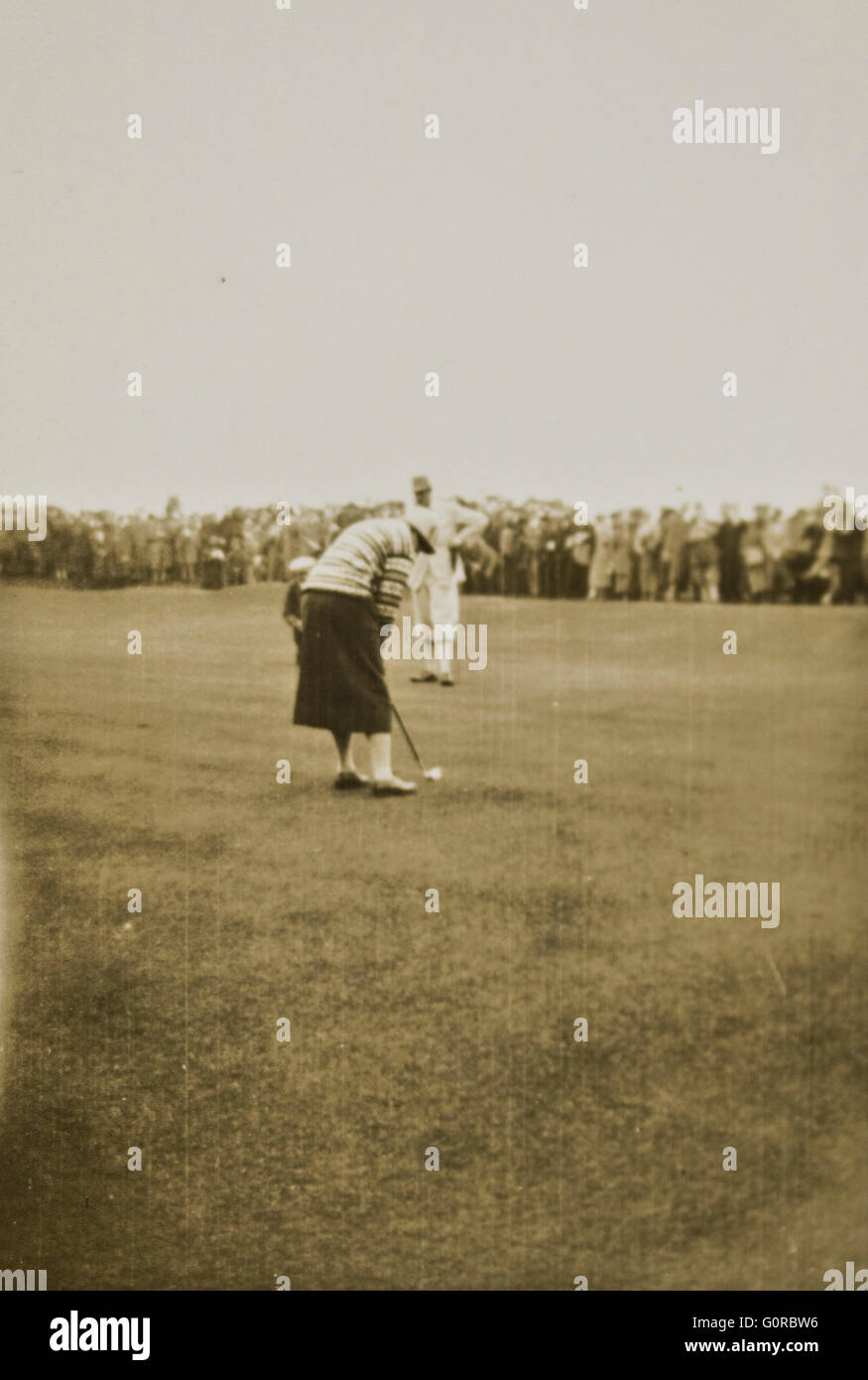 Historical Black and White Photograph Woman Playing Golf Tournament ...