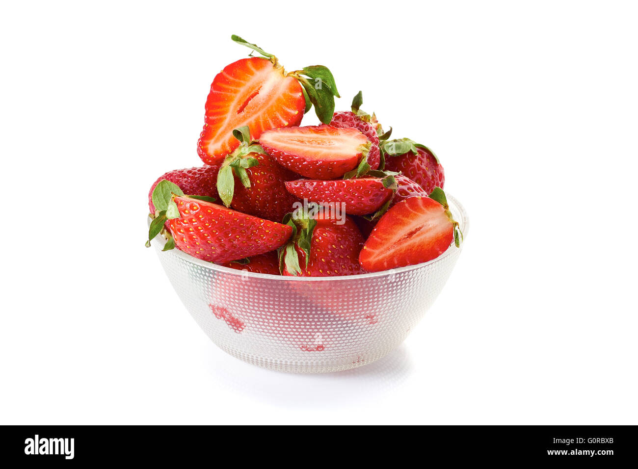 White bowl of strawberries on white Stock Photo - Alamy