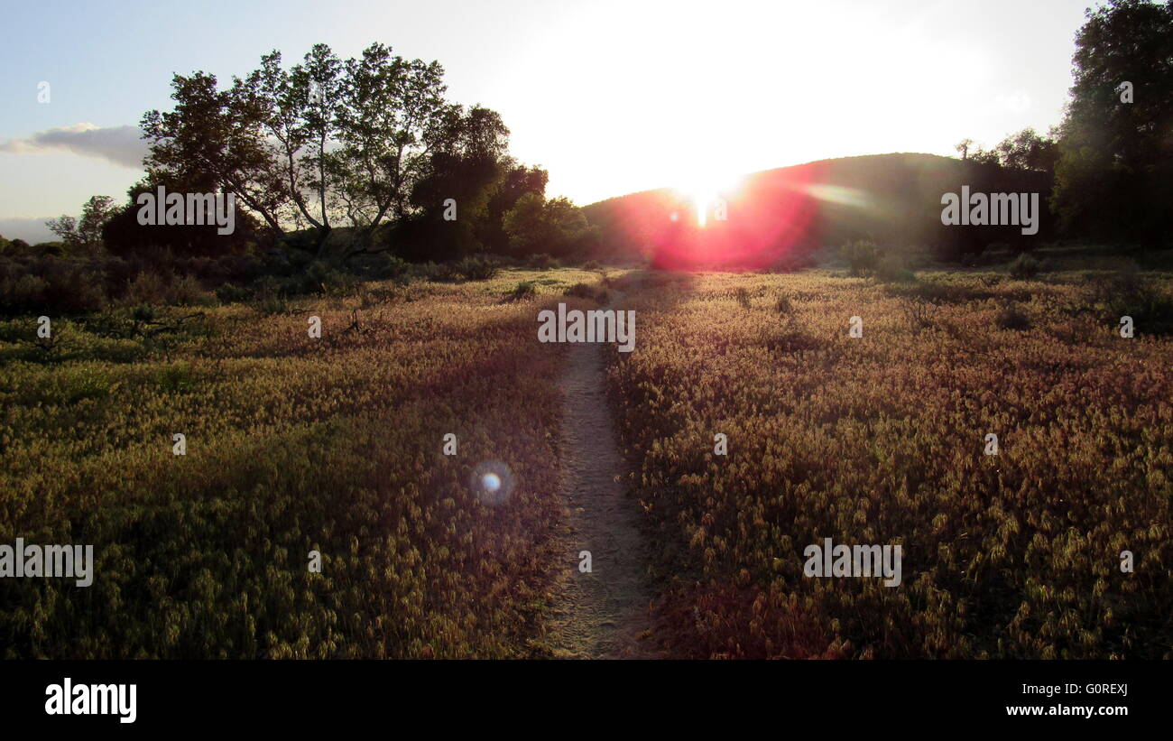 Hiking into the sunset trail Stock Photo - Alamy