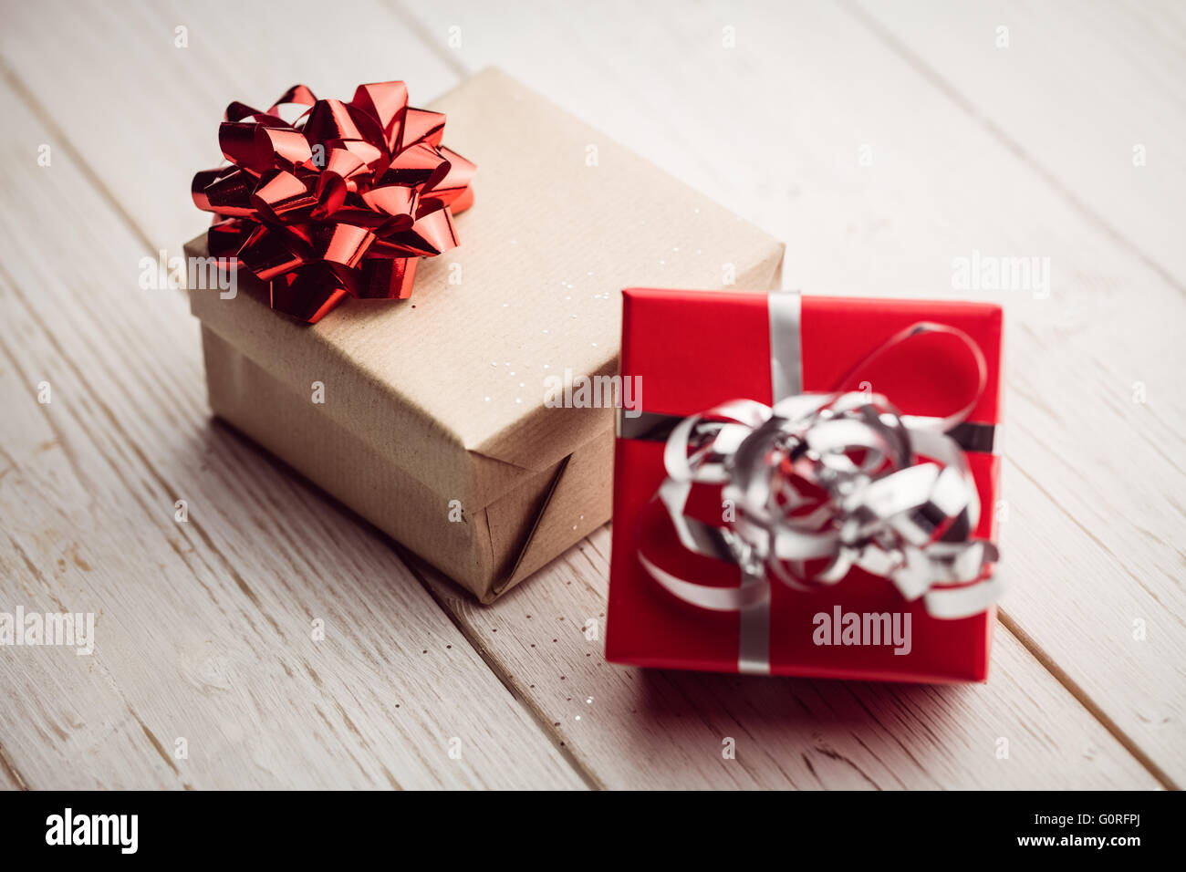 Aerial view of two presents Stock Photo - Alamy
