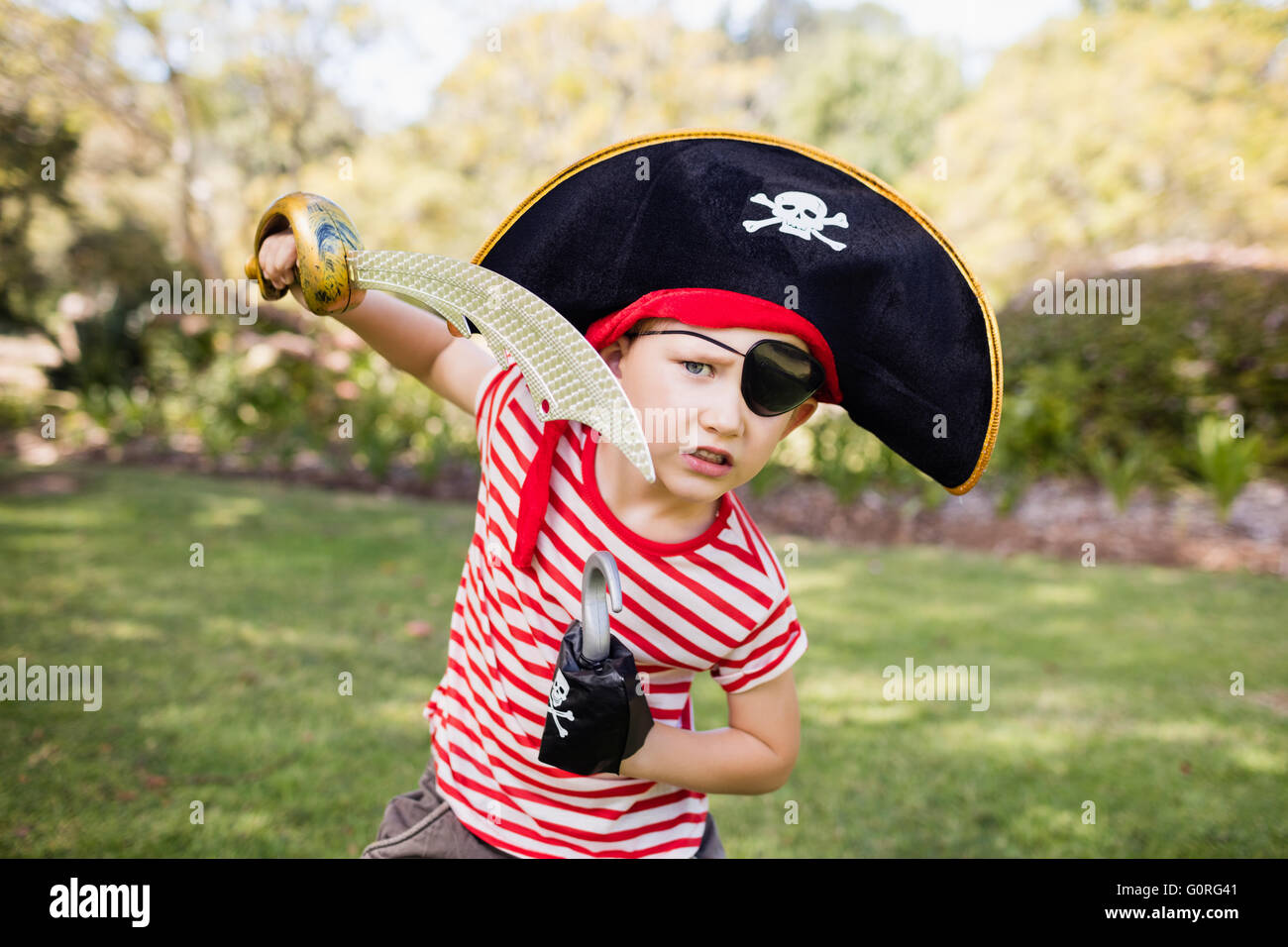 Little boy pretending to be a pirate Stock Photo - Alamy