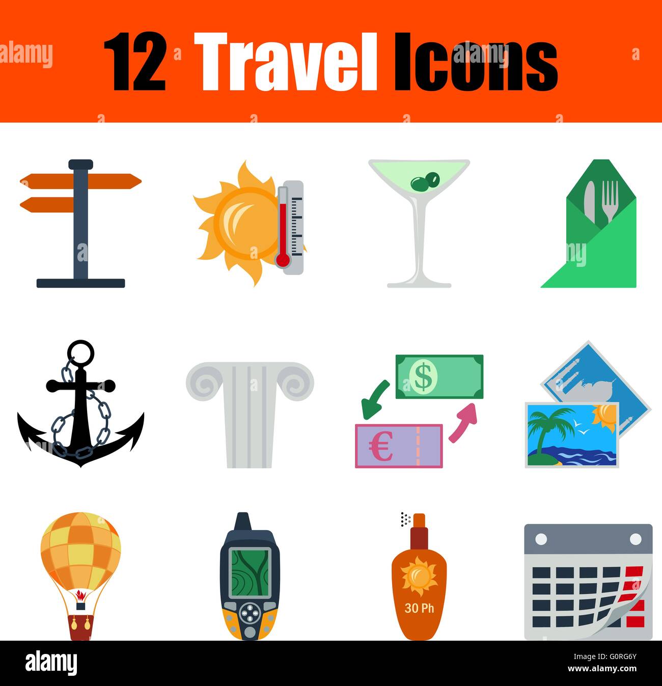 Flat design travel icon set in ui colors. Vector illustration Stock ...