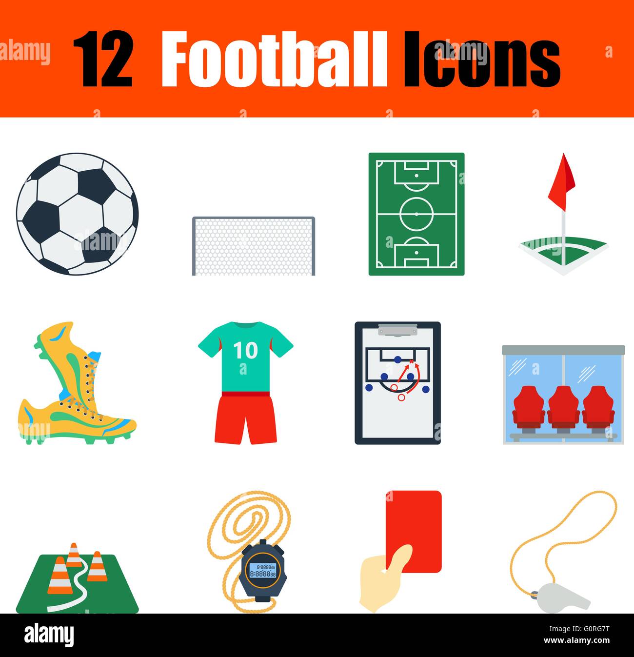 Flat design football icon set in ui colors. Vector illustration Stock ...