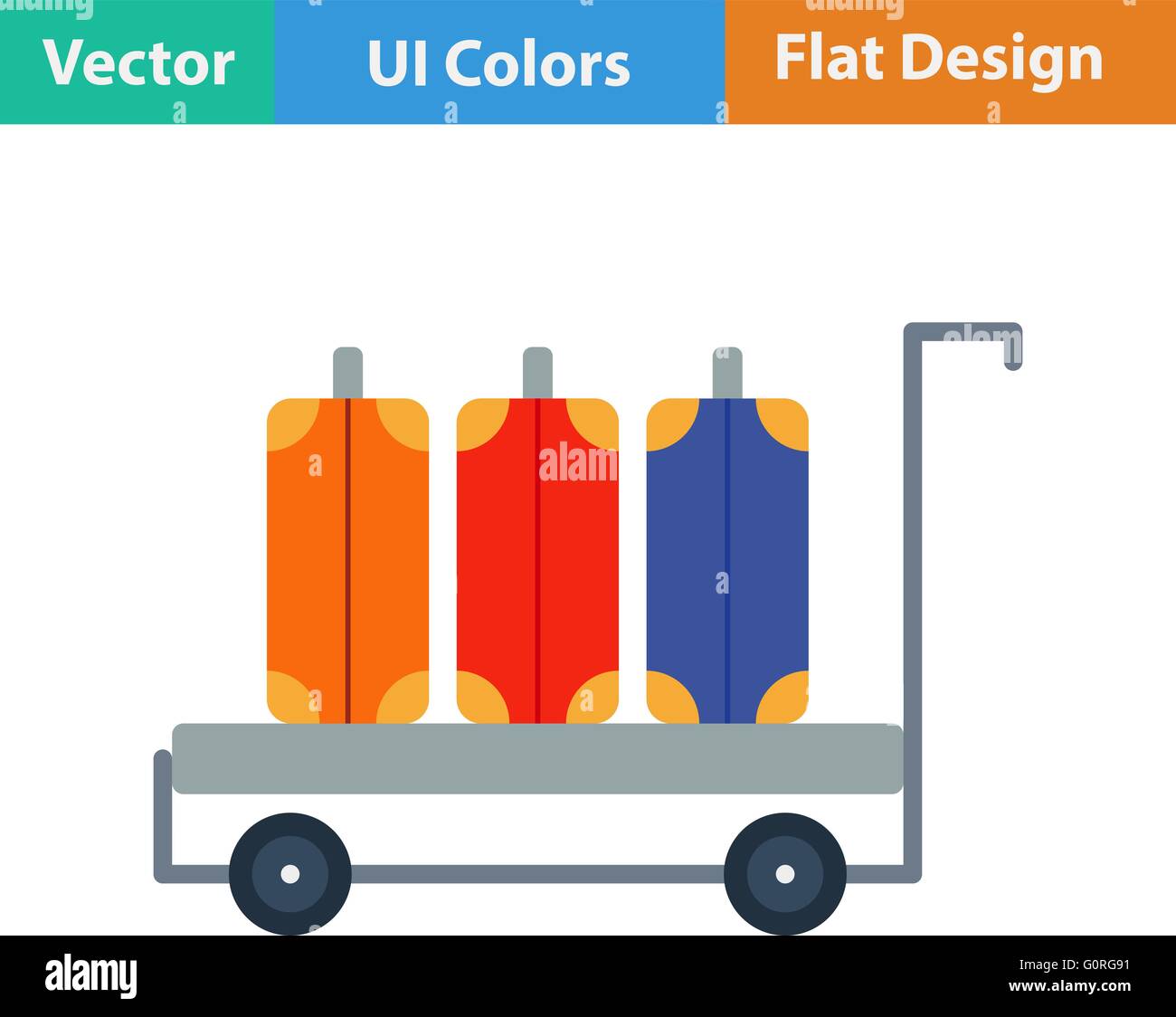 Flat design icon of luggage cart in ui colors. Vector illustration ...