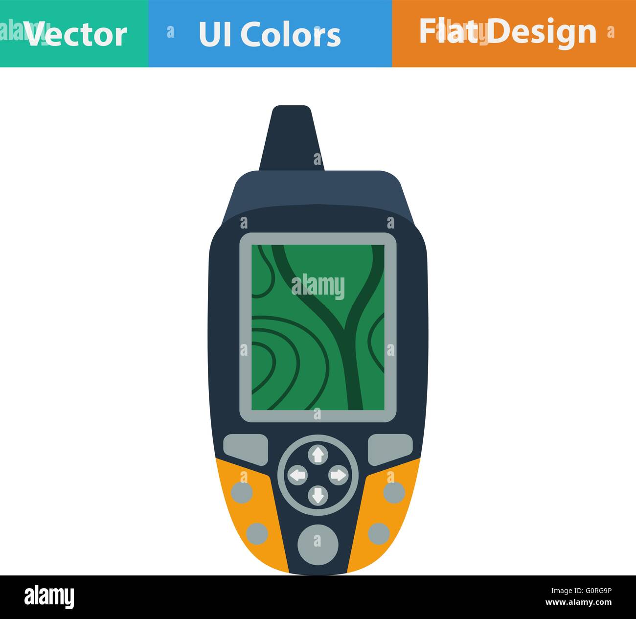 Flat design icon of portable GPS device in ui colors. Vector ...