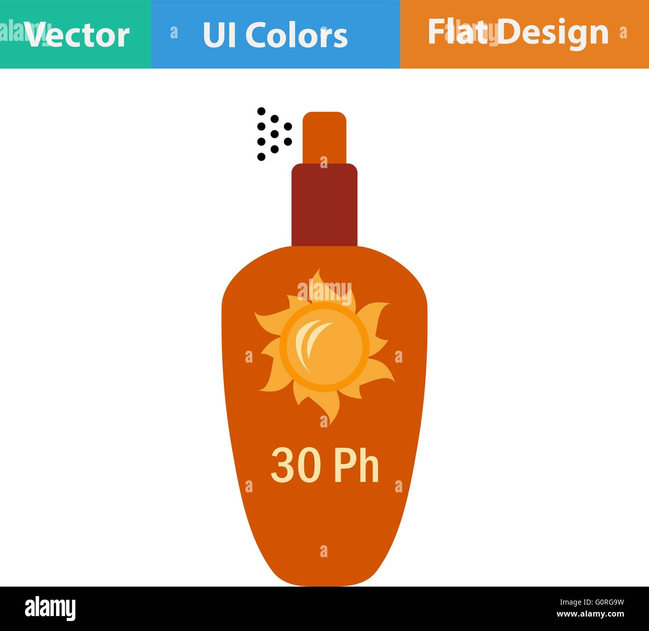 Flat design icon of sun protection spray in ui colors. Vector ...