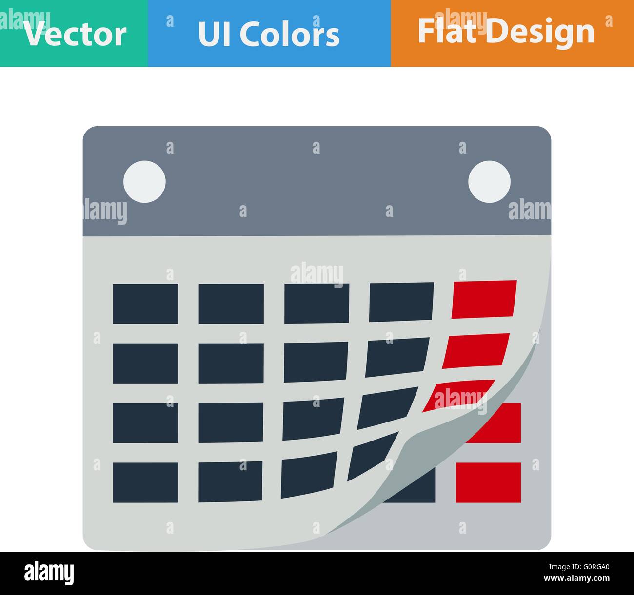 Flat design icon of calendar with bent page in ui colors. Vector ...
