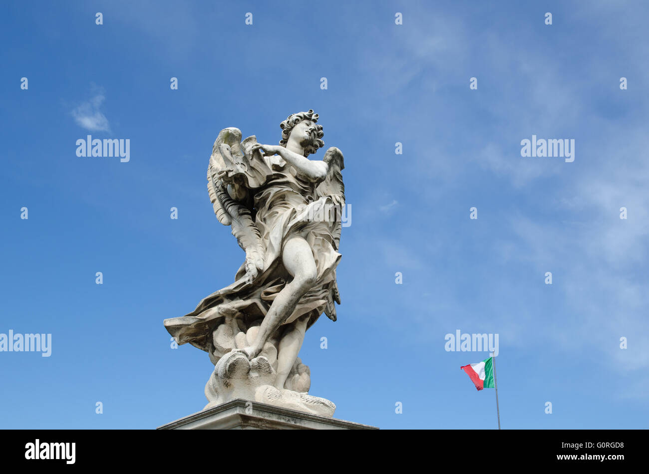 One of the angle sculptures at the Bridge of Angels in Rome, Italy ...