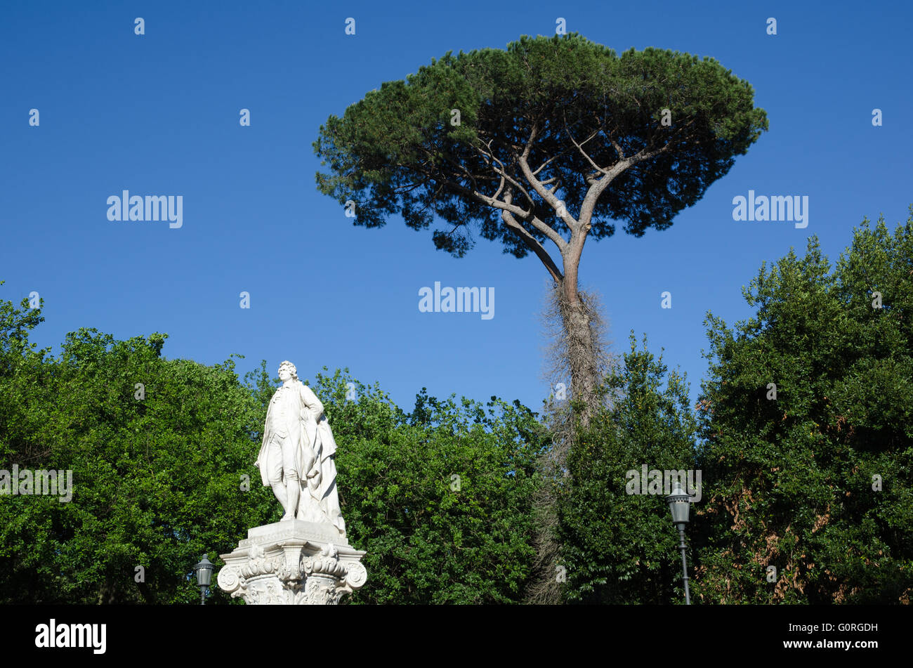 Goethe statue in the central park Villa Borghese in Rome, Italy Stock ...