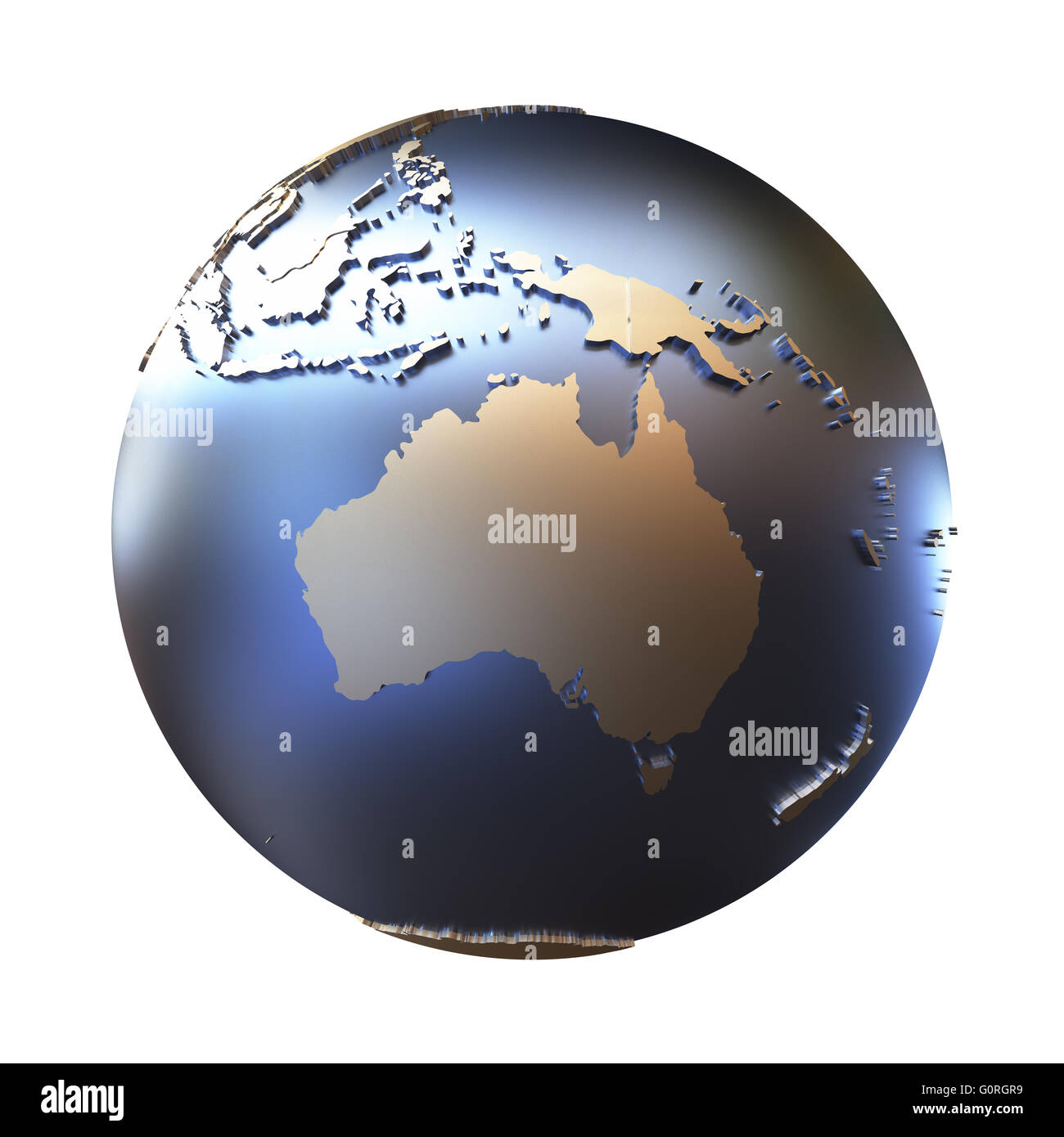 Australia on elegant metallic model of planet Earth with blue ocean and ...