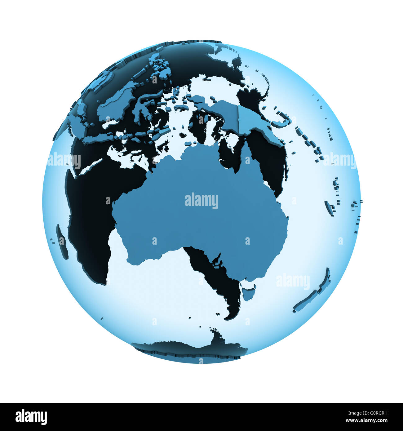 Australia on translucent model of planet Earth with visible continents ...