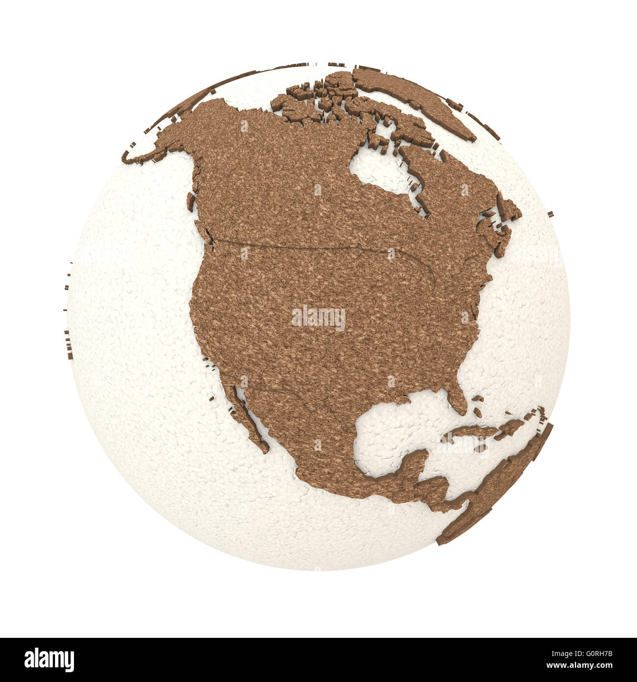 North America on 3D model of planet Earth with oceans made of ...