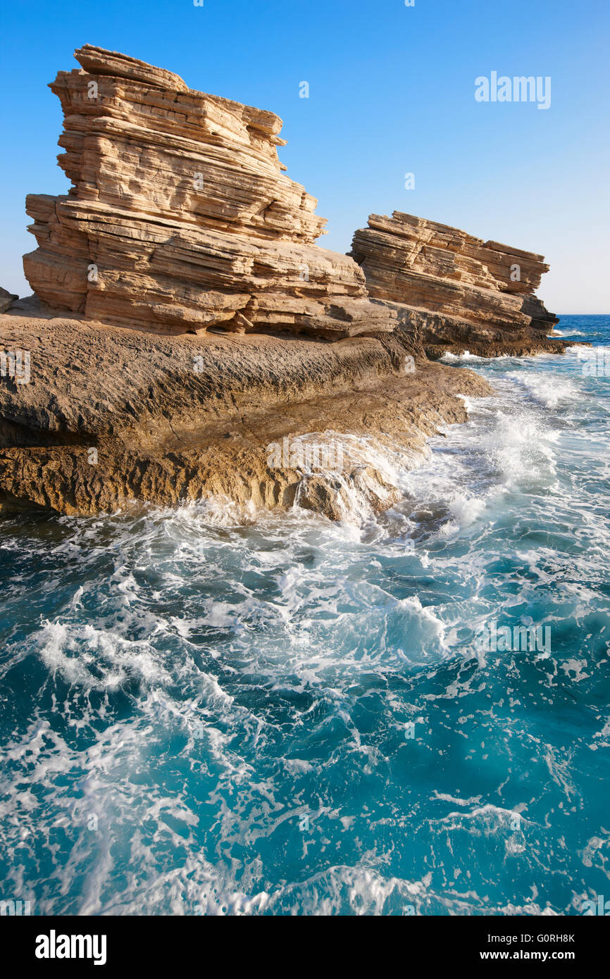 Rocks at Triopetra beach. Mediterranean sea. Greece. Vertical Stock ...
