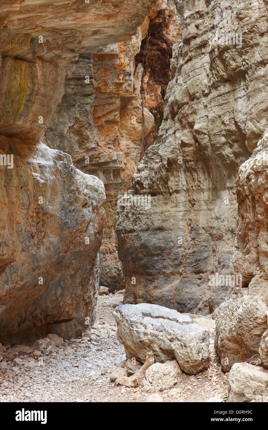 Pathway at Imbros Gorge. Crete. Greece. Vertical Stock Photo - Alamy