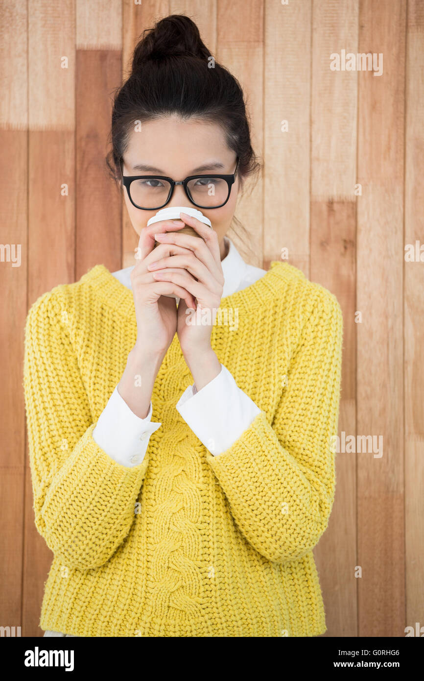 Hipster drinking coffee Stock Photo - Alamy