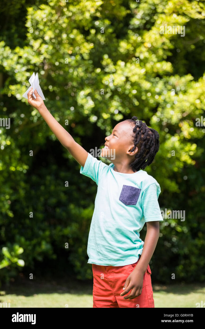 Happy child paper plane hi-res stock photography and images - Alamy