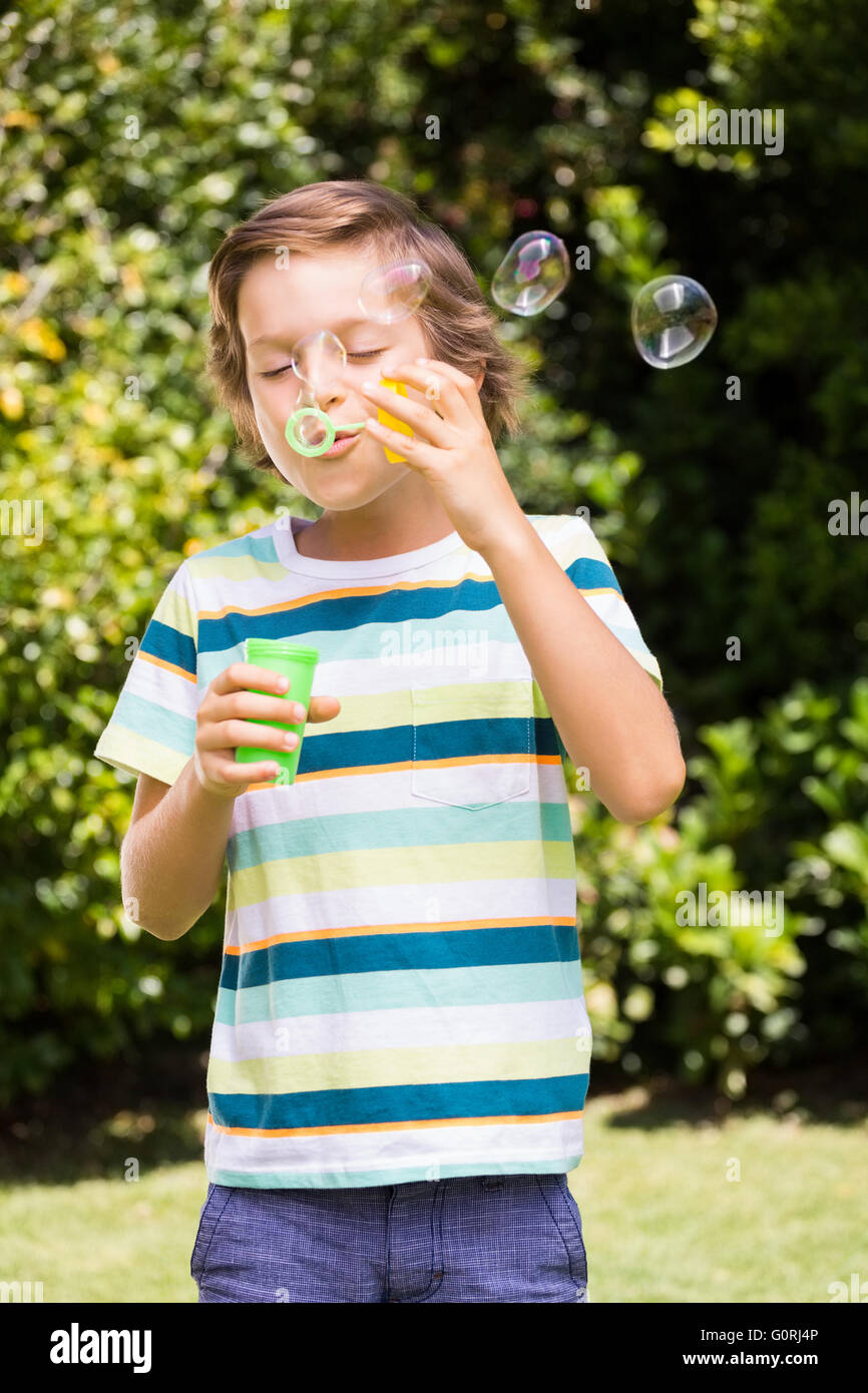 A little boy is making bubble Stock Photo - Alamy