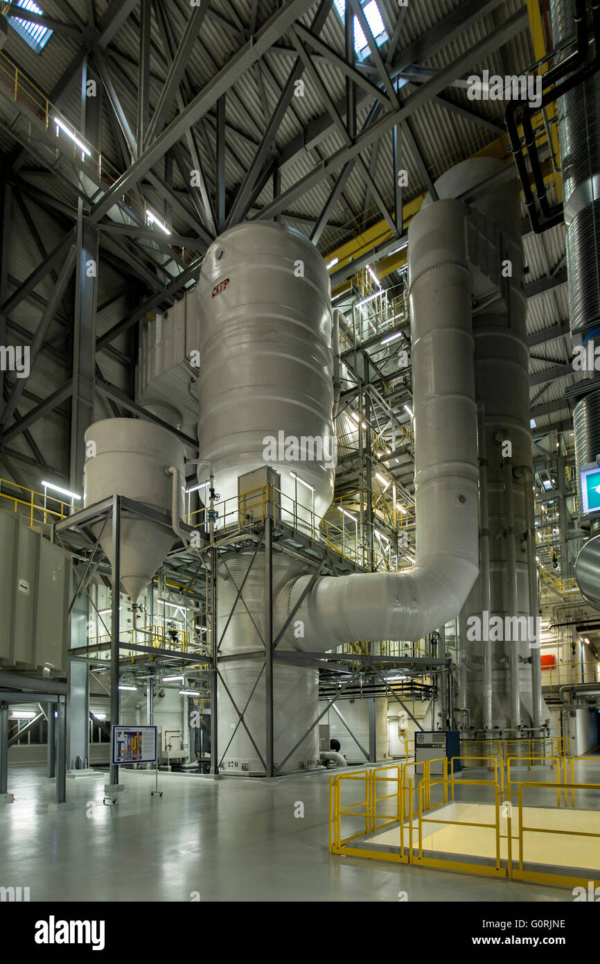 Incineration plant, Roskilde, Copenhagen. The interior with metalwork ...