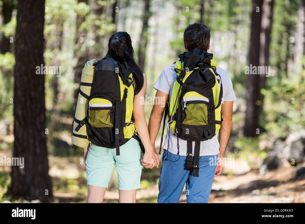 Couple from the back holding hands Stock Photo - Alamy