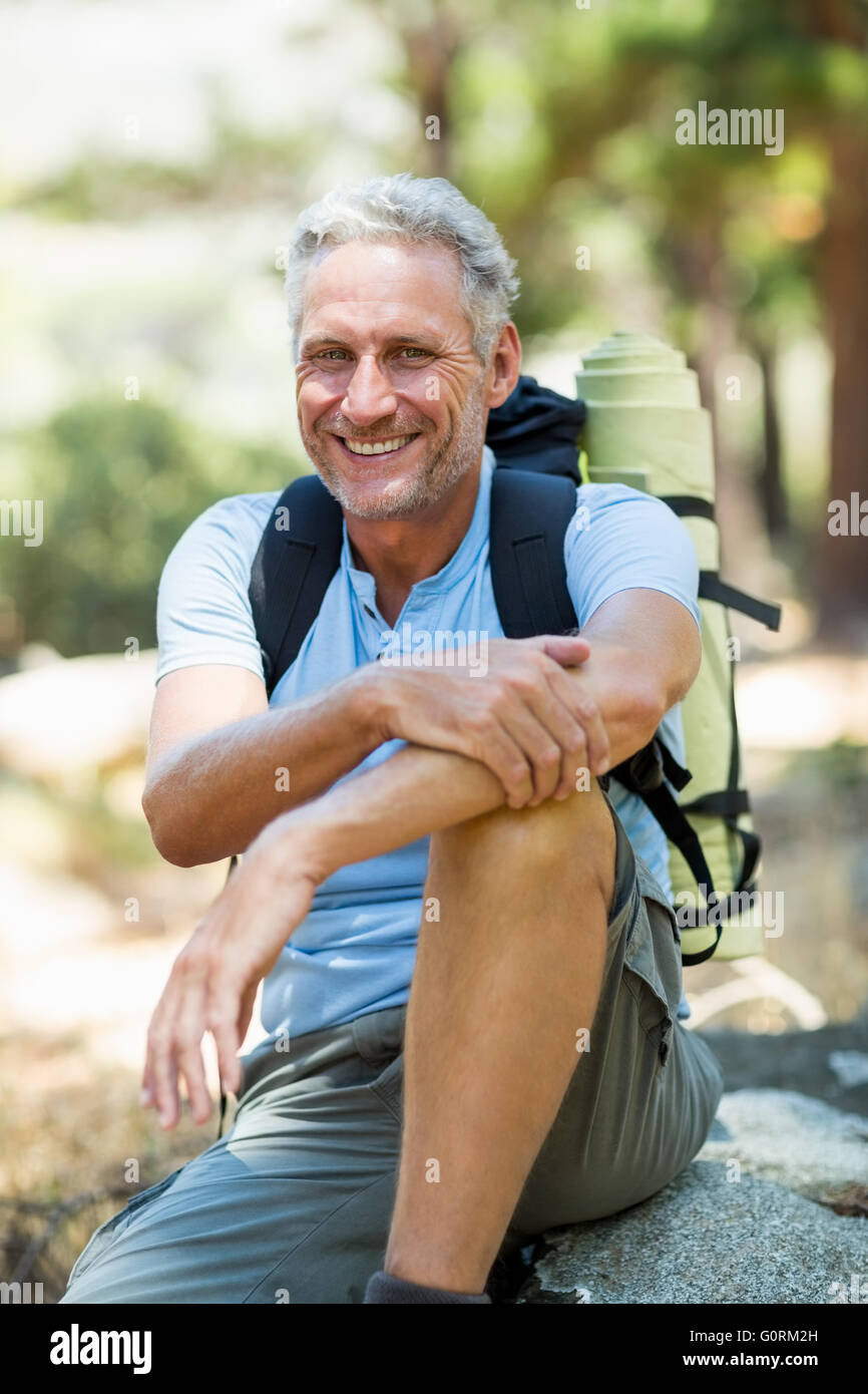 Cheerful mature male hiker hi-res stock photography and images - Alamy