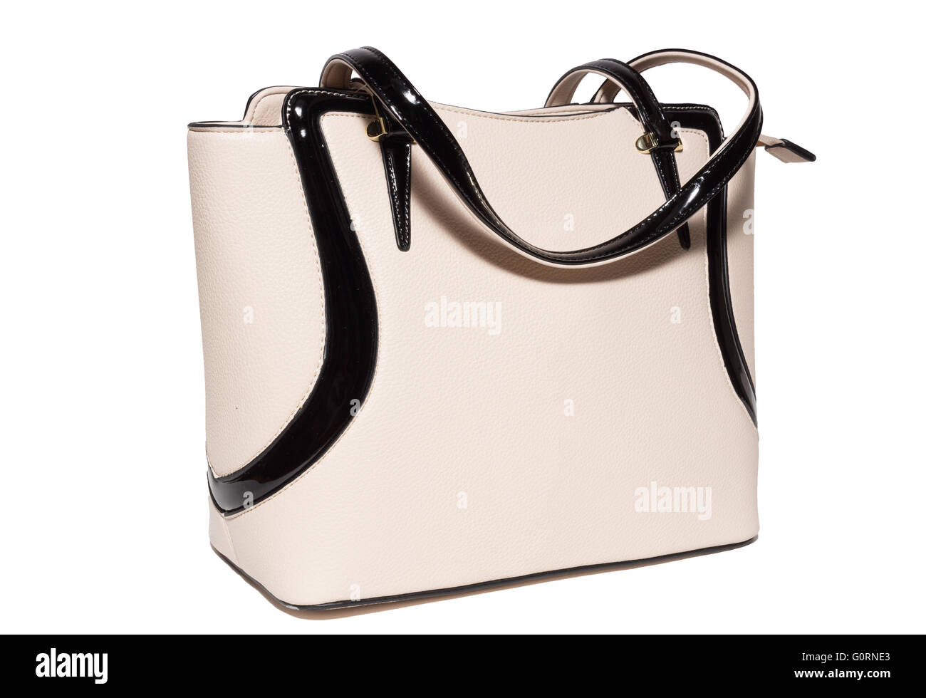 The photograph shows a female handbag on a white background Stock Photo ...