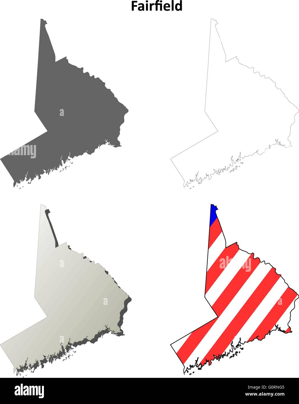 Fairfield County, Connecticut outline map set Stock Vector Image & Art ...