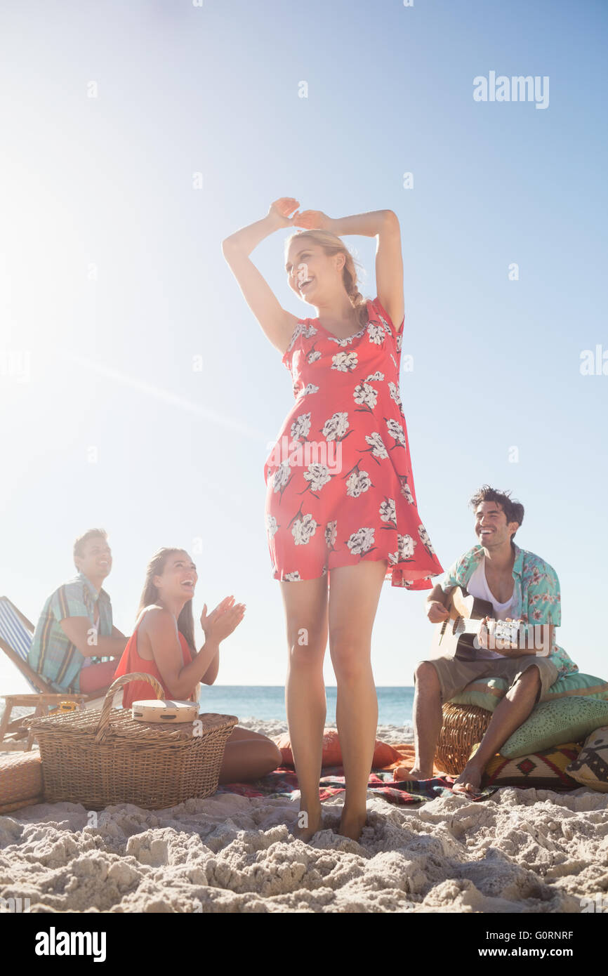 Friends making music and dancing Stock Photo - Alamy