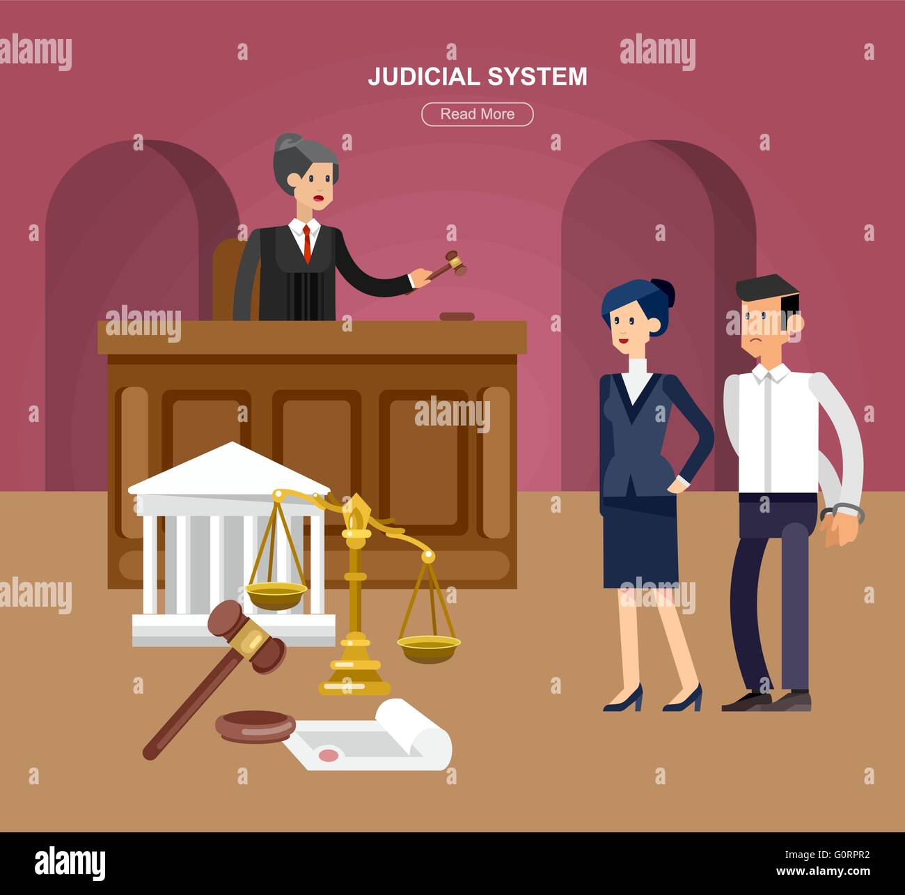 Law horizontal banner set with judical system elements isolated vector ...