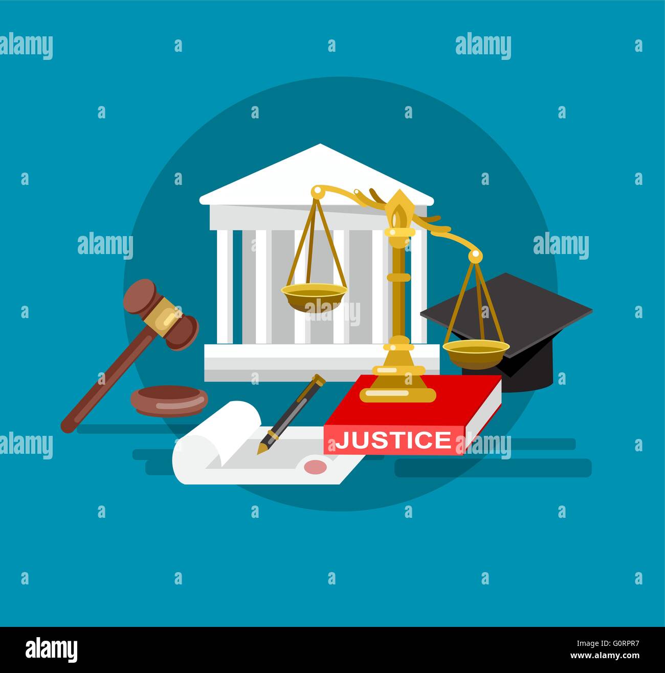 Law horizontal banner set with judical system elements isolated vector ...