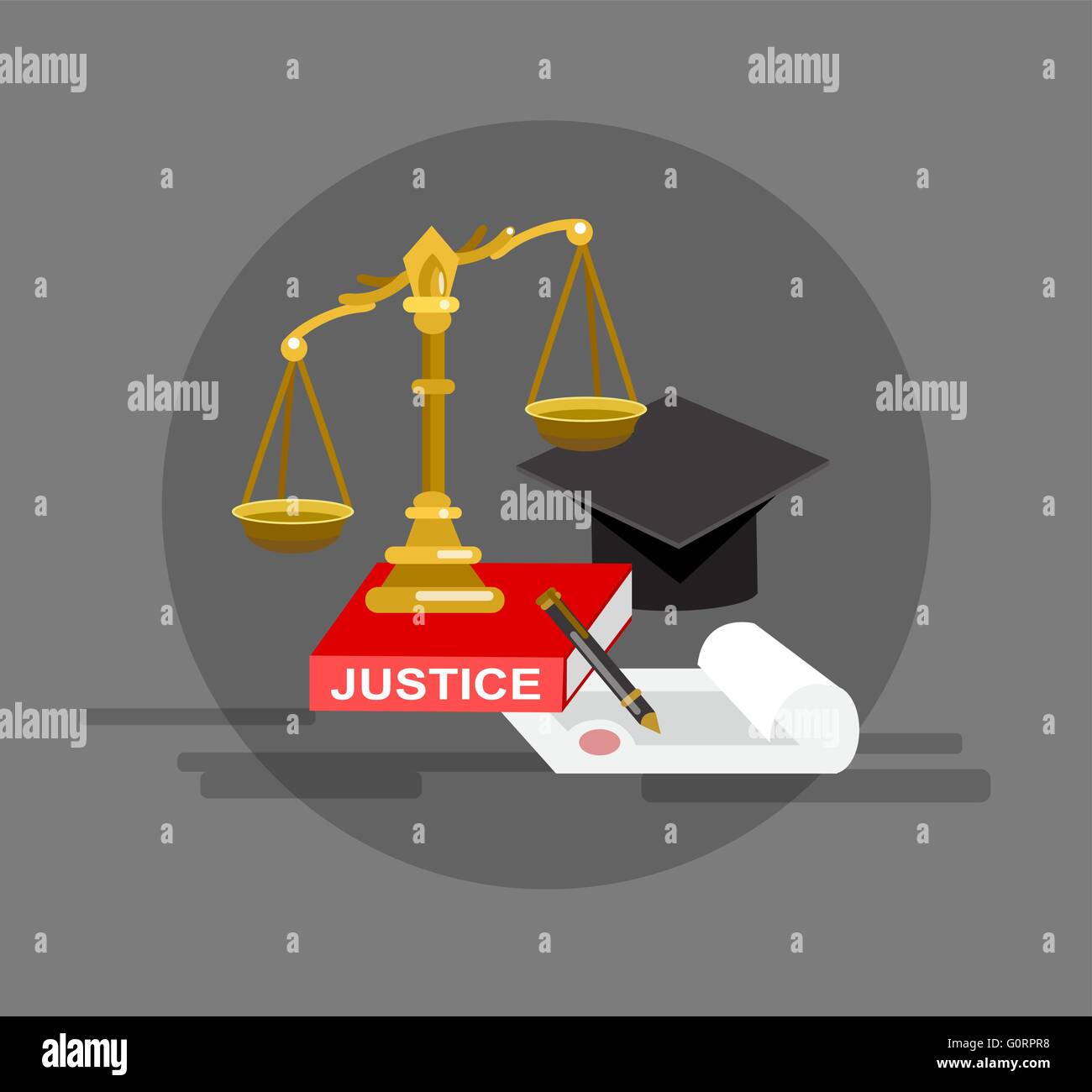 Law horizontal banner set with judical system elements isolated vector ...