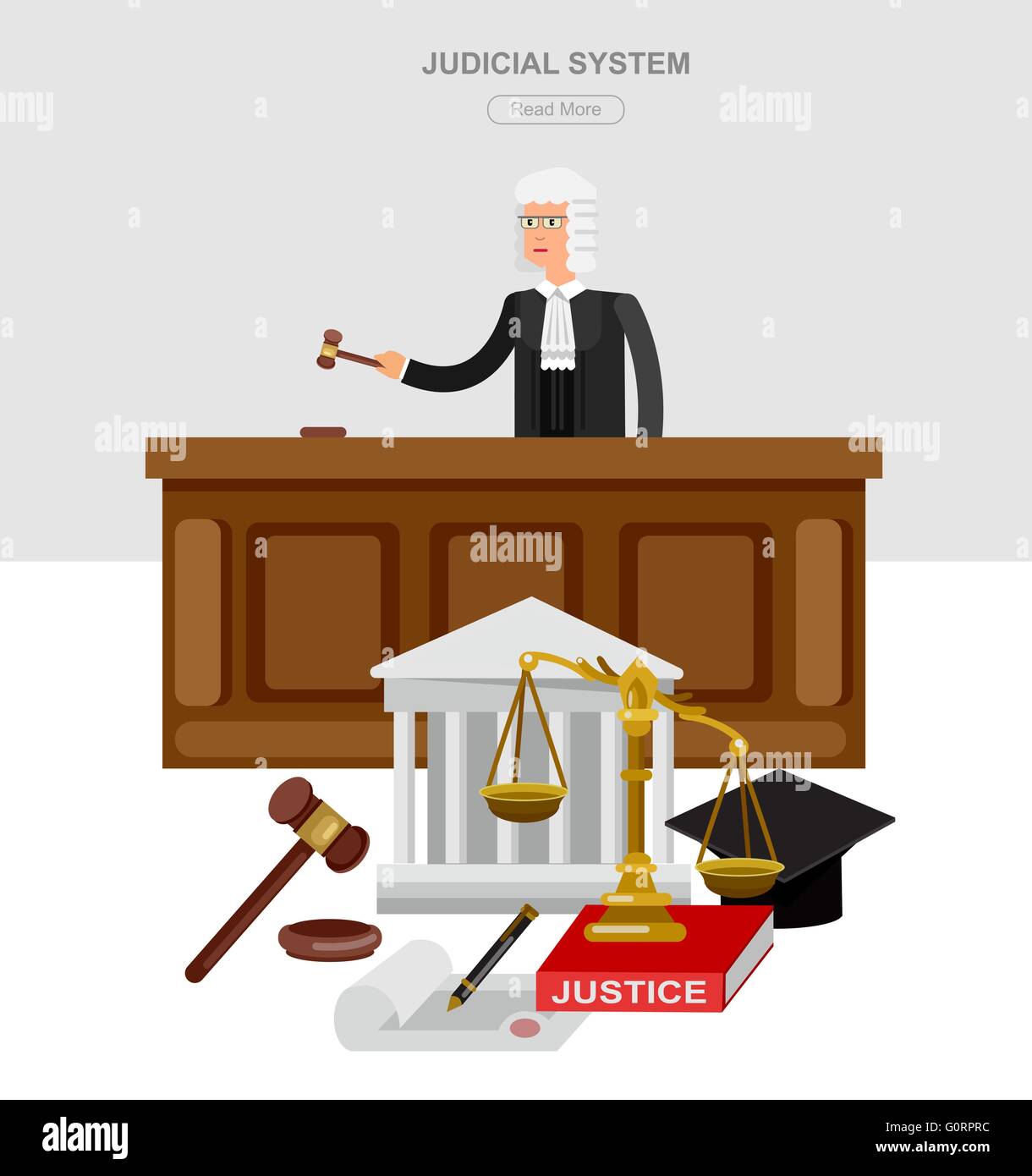 Law horizontal banner set with judical system elements isolated vector ...