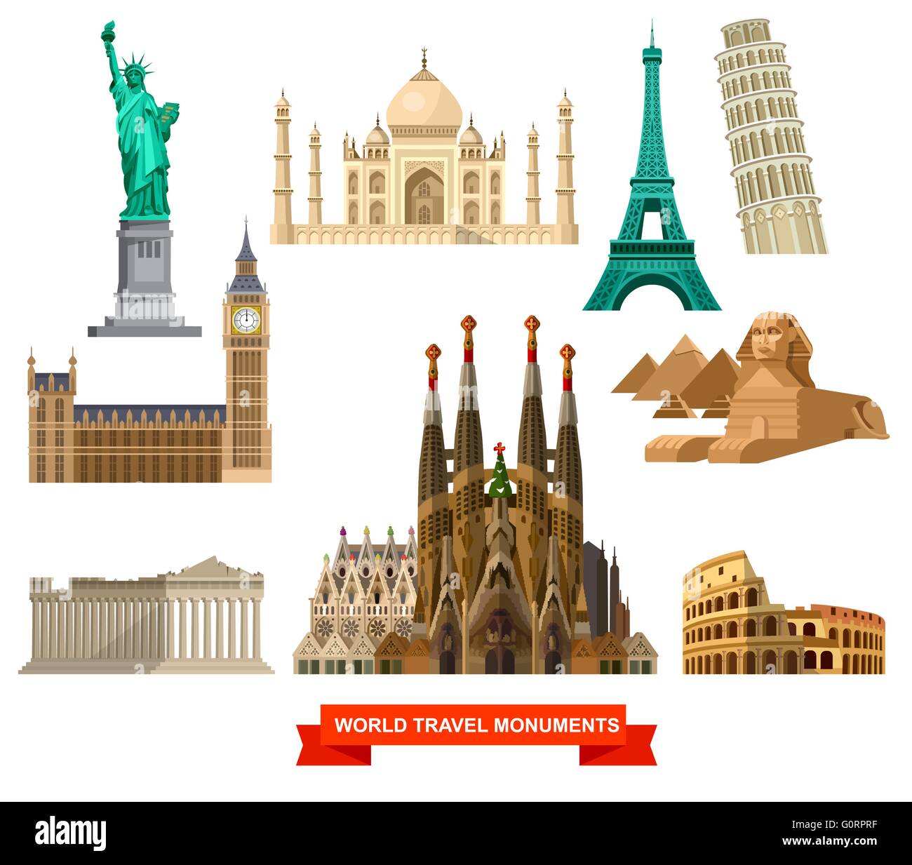 High quality, detailed World landmarks Stock Vector Image & Art - Alamy