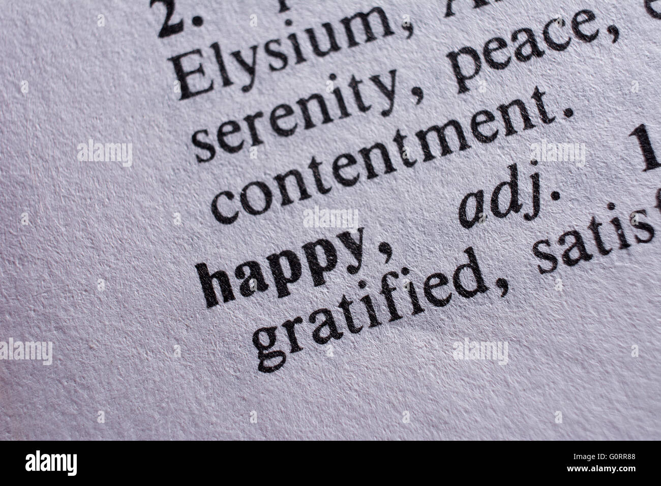 Close Up Macro Word Happy Stock Photo - Alamy