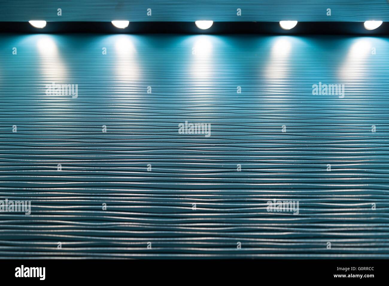 Blue metal abstract background with lights in the top of image Stock ...