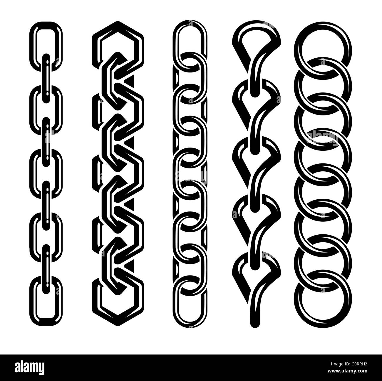 Set of different chain parts on white background, vector Stock Vector ...