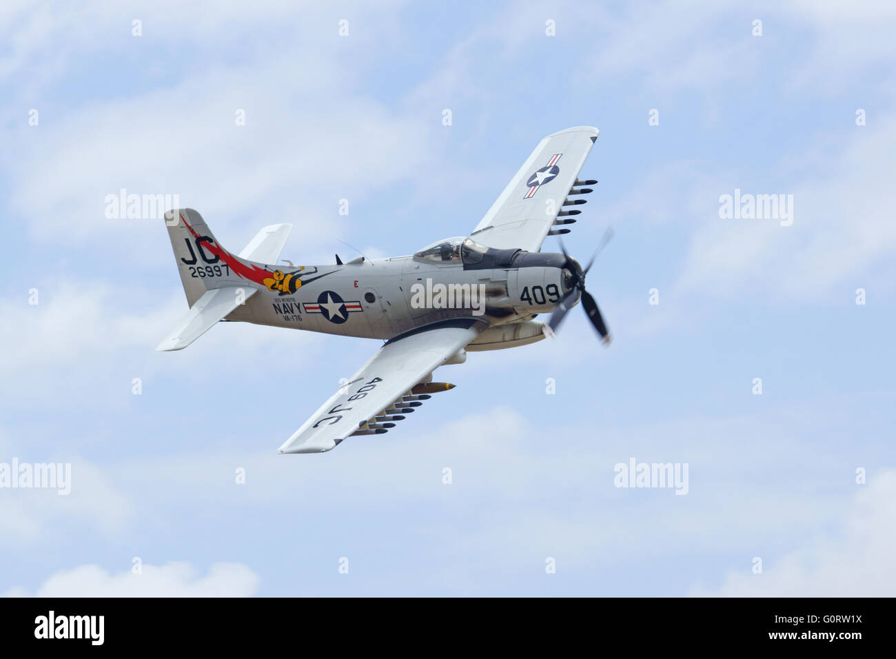 Airplane Korean War vintage A1 Sky Raider flying at the 2016 Planes of ...