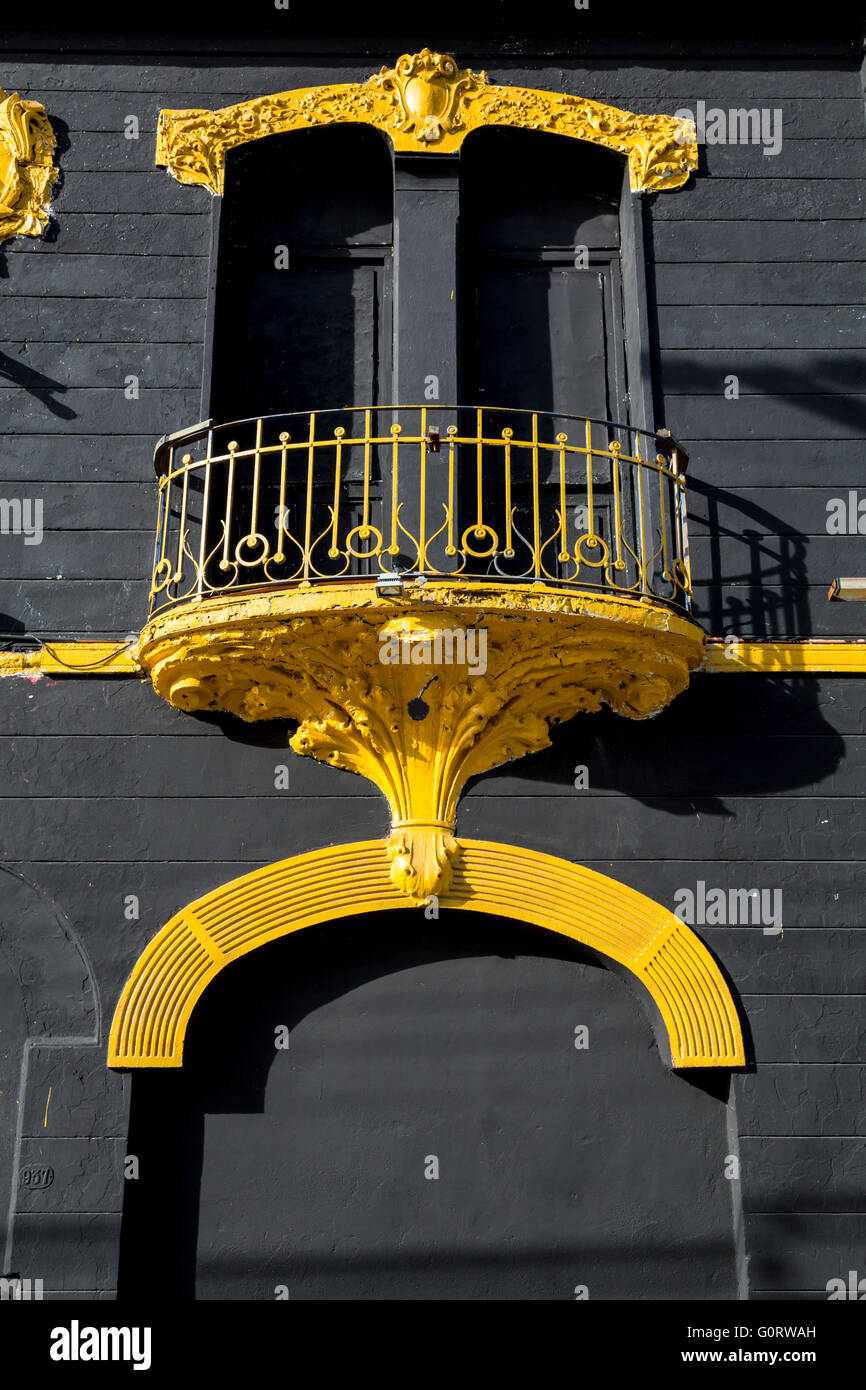 Decorative balconies in Punta Arenas, Chile, South America Stock Photo ...