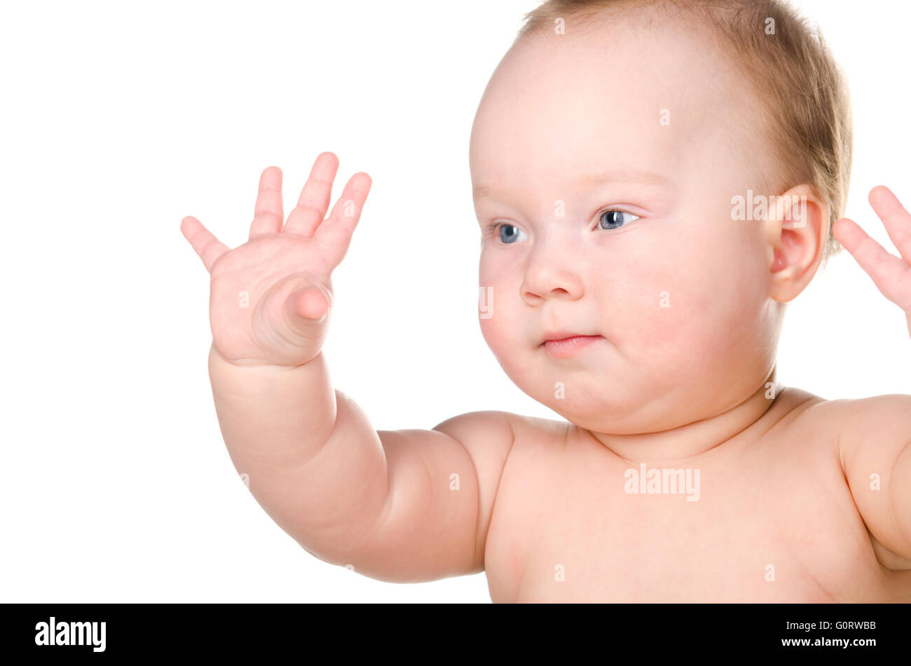Baby girl reaching out hands hi-res stock photography and images - Alamy